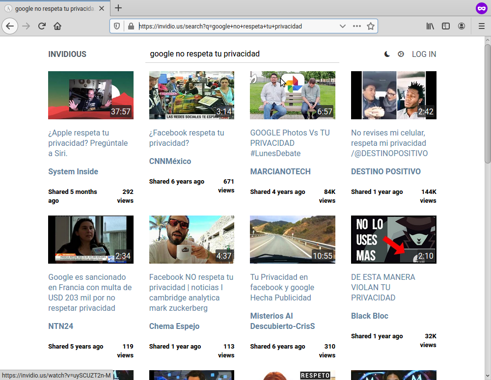 YouTube con privacidad: con Invidious
